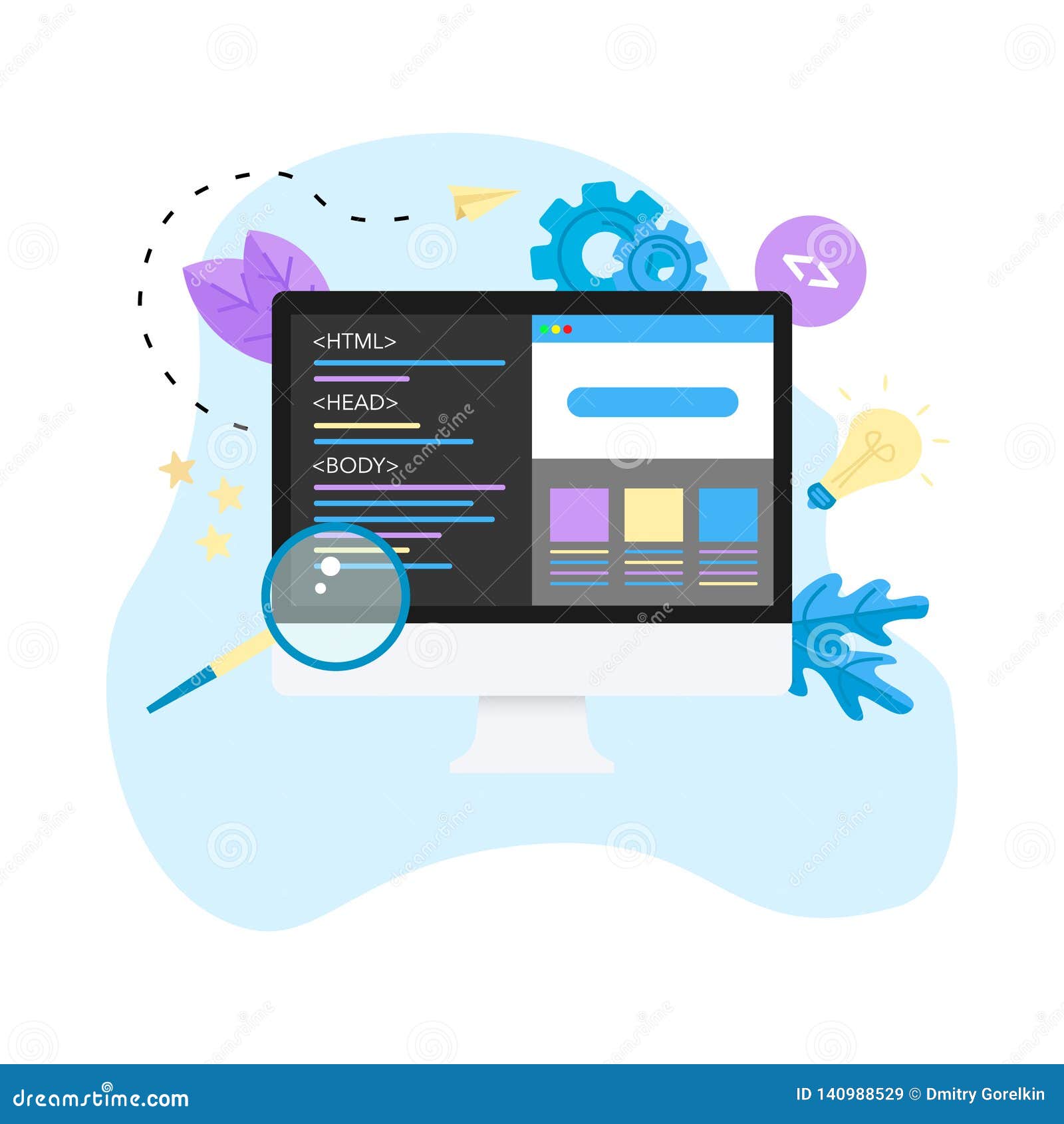 Creative Webpage Development and Web Design Concept Stock Vector ...
