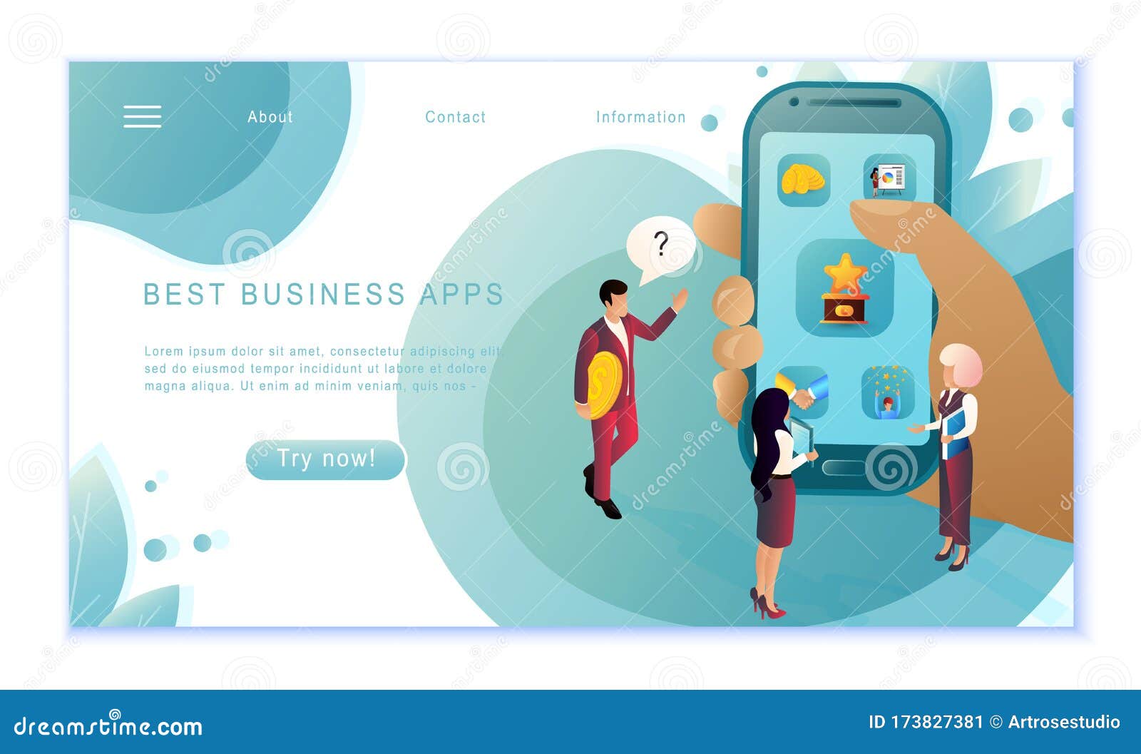 Creative Website Template of Best Business Apps Concept Stock Vector ...