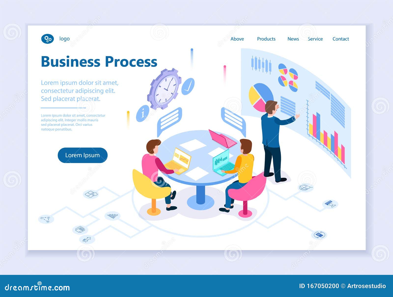 Creative Website Template of Business Process Concept Stock Vector ...