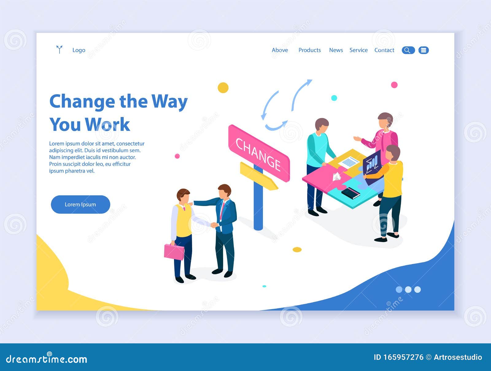 Creative Website Template of Change the Way You Work Concept Stock ...