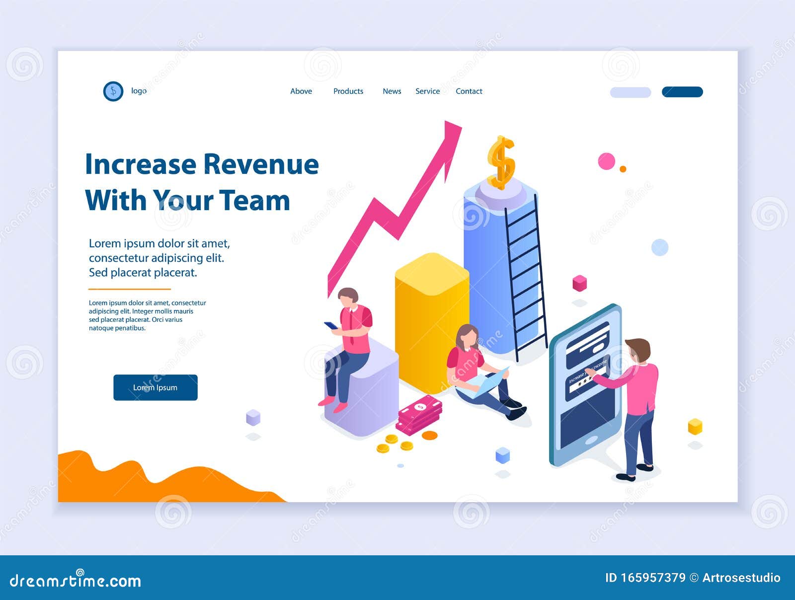 Creative Website Template of Increase Revenue with Your Team Concept ...