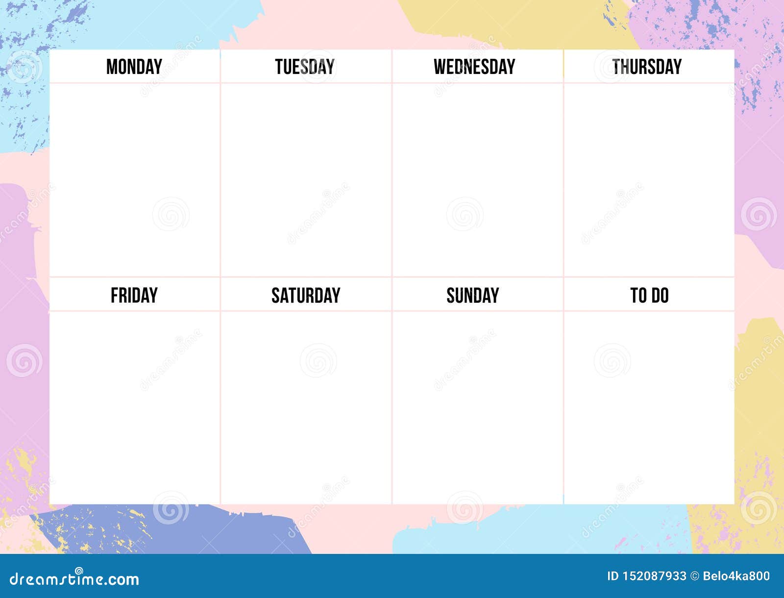 Creative Weekly Planner with Pastel Brushstroke on Background. Stock ...