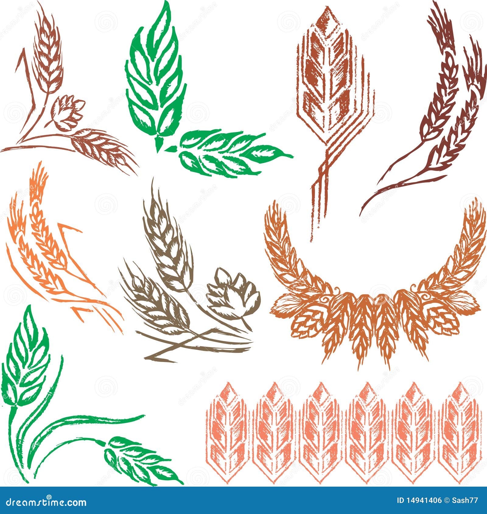 Oat And Wheat Sheafs On White Vector Illustration | CartoonDealer.com ...