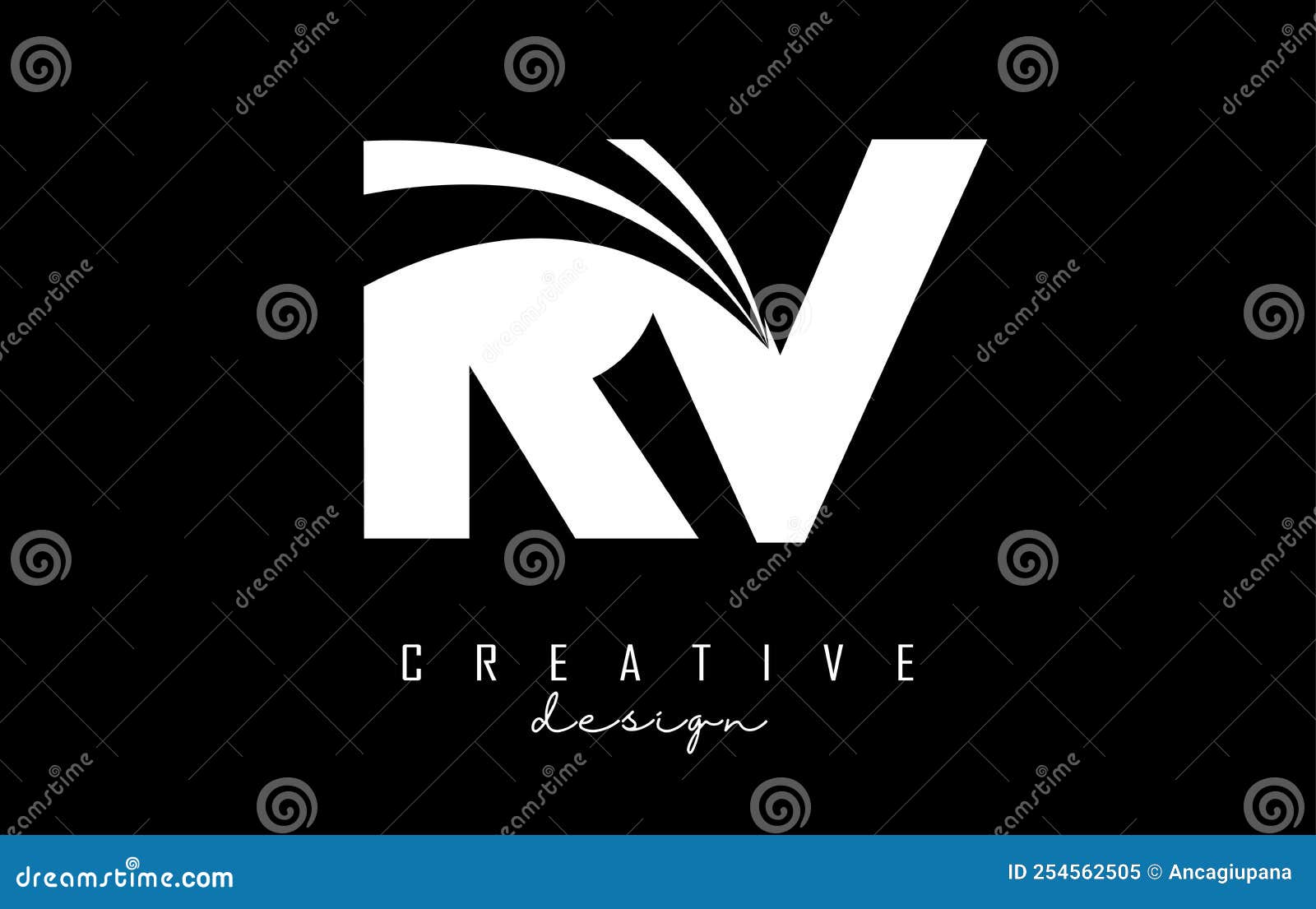 Creative White Letters Rv R V Logo With Leading Lines And Road Concept Design Letters With