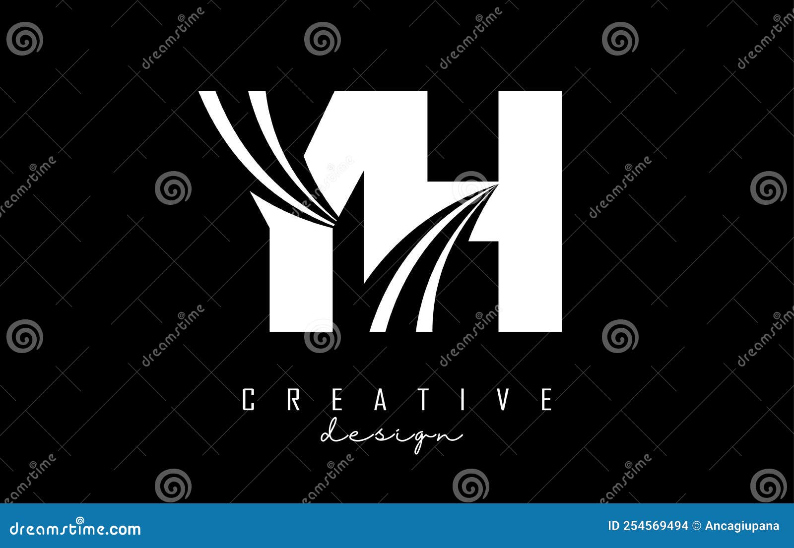 Creative White Letters Yh Y H Logo With Leading Lines And Road Concept Design Letters With
