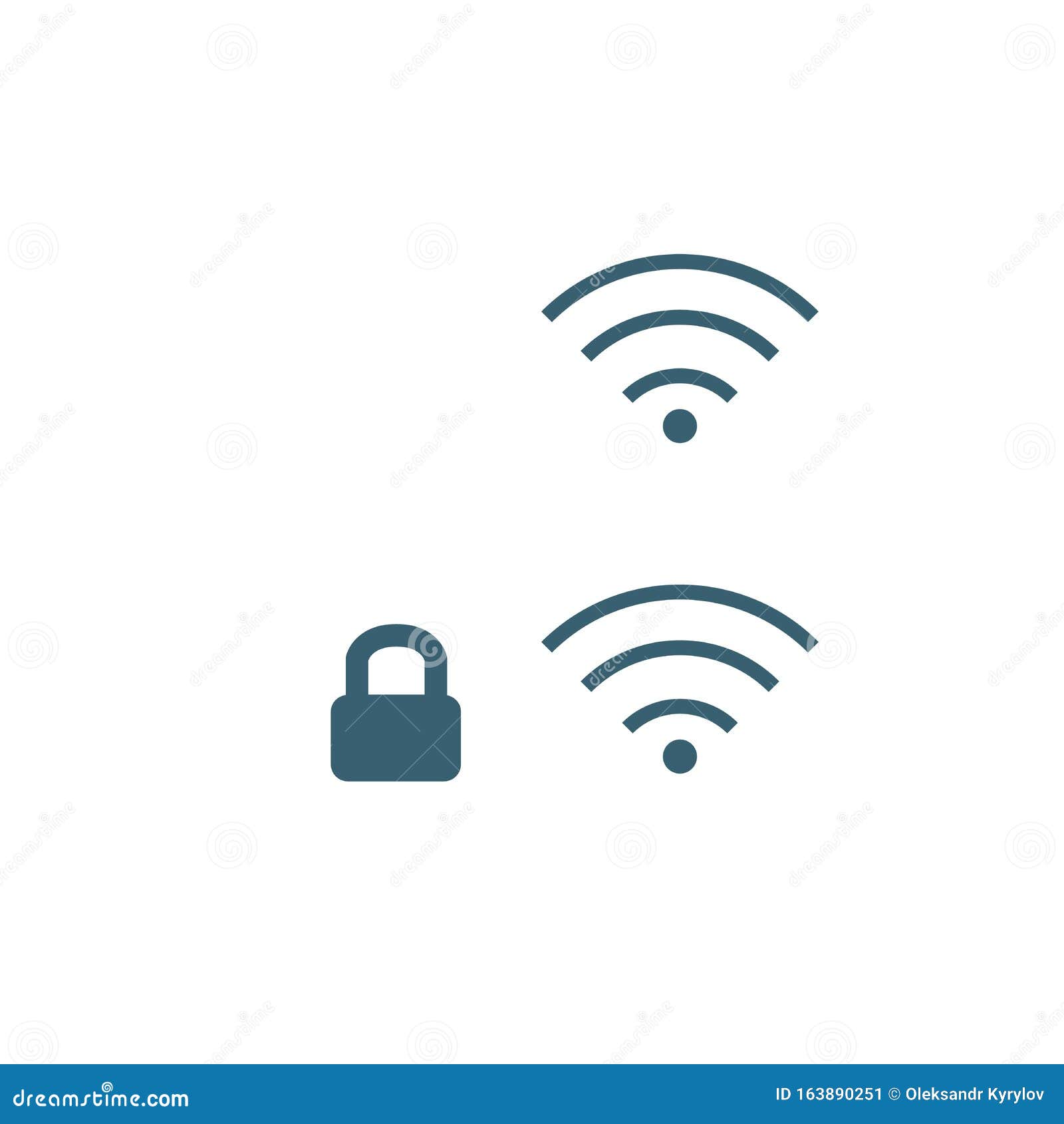 Creative WiFi Icon with Lock Element. Secured Wifi. Locked and Open ...