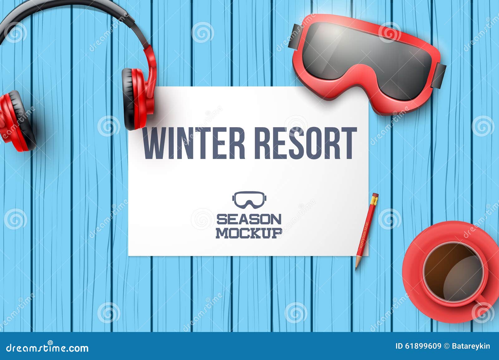 Creative Winter Workplace with White Paper. Top Stock Vector ...