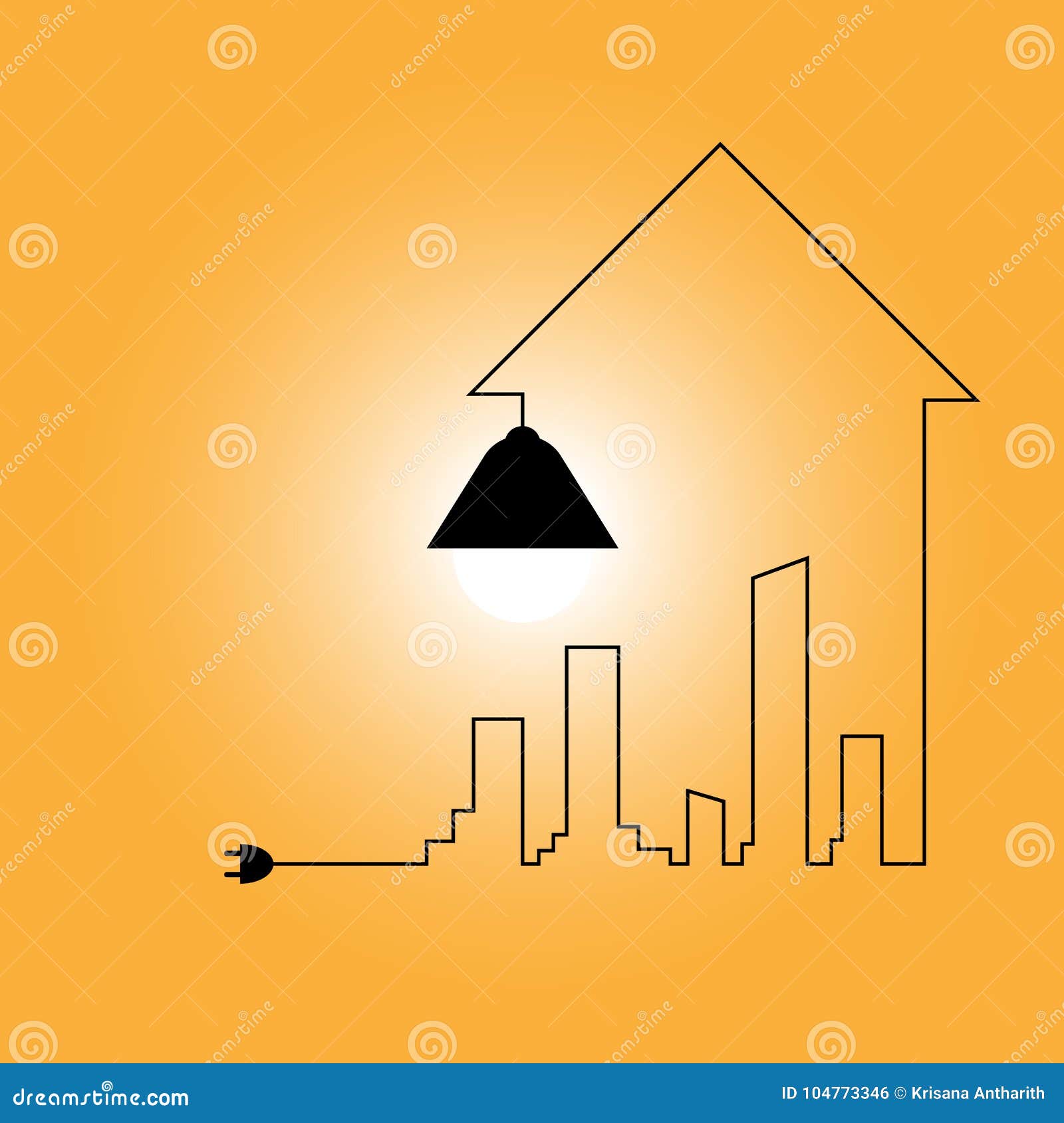 Creative Wire of Light Bulb with Buildings and Landmarks, Idea Stock ...