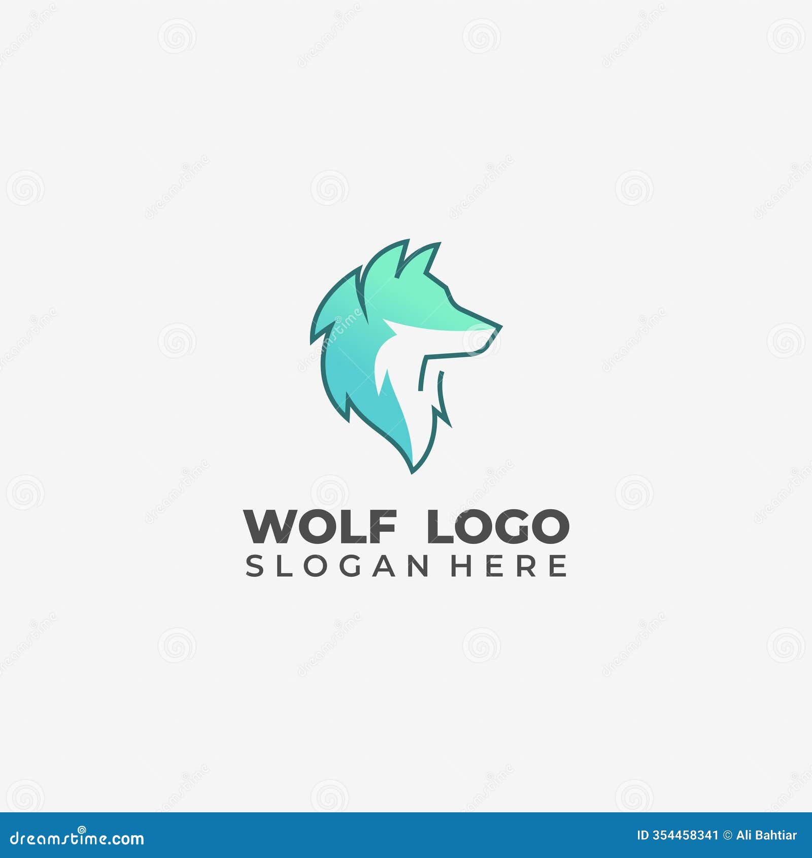 Creative Wolf Logo Design Professional Semi Lineart Style Mint Color ...