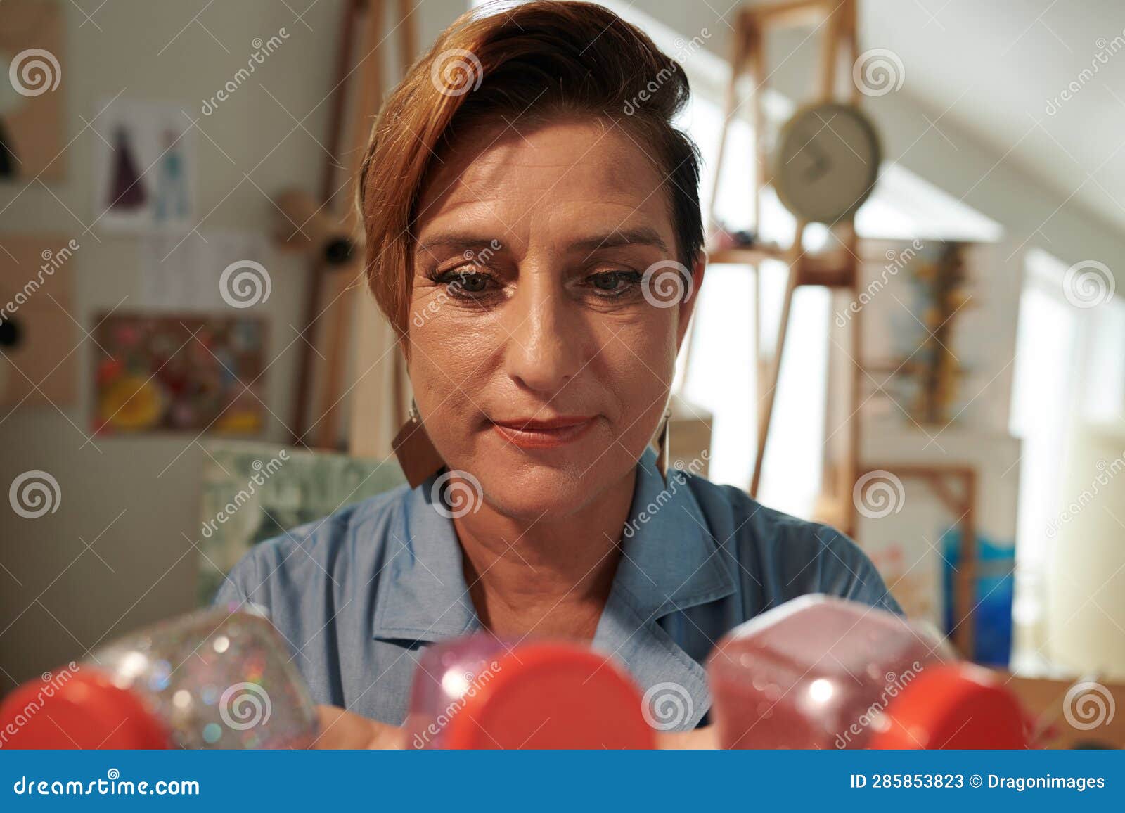 Creative Woman Choosing Painting Color Stock Image - Image of ...