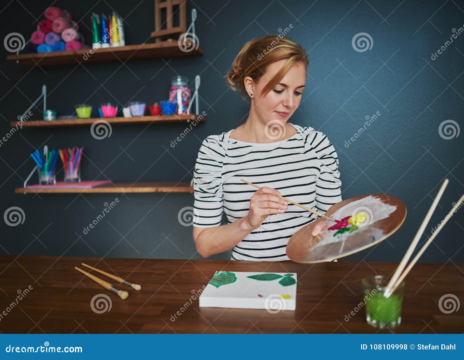 Creative woman painting stock photo. Image of imagination - 108109998
