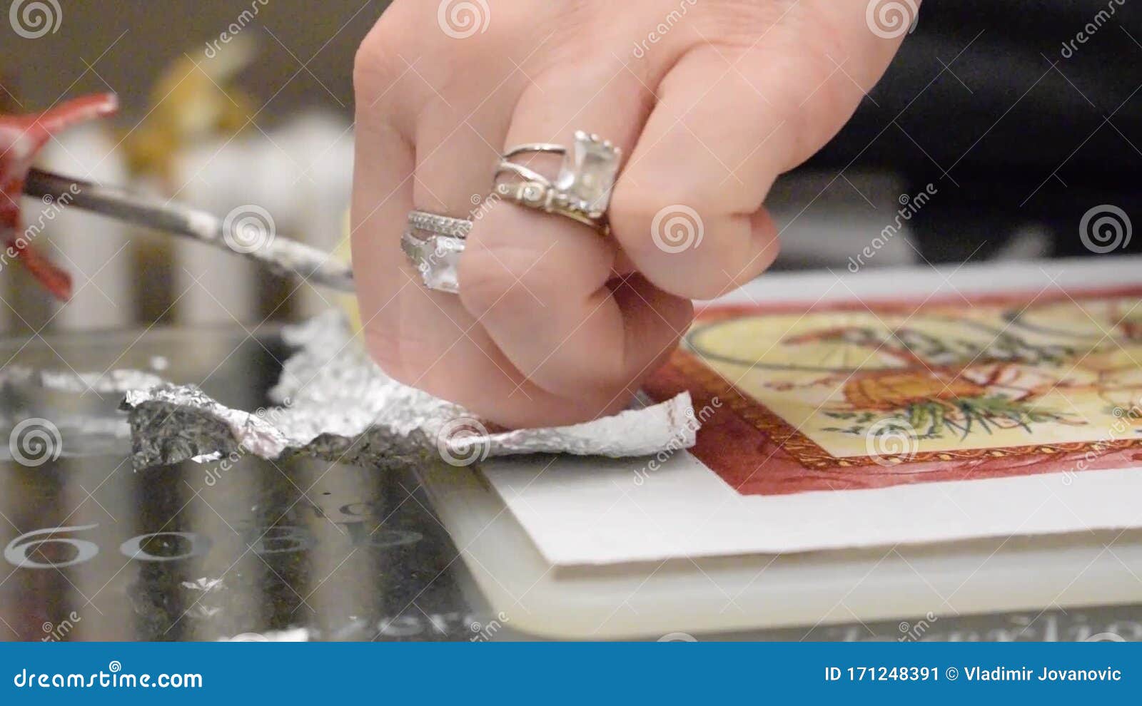 Decoupage Technique in Home on Table Stock Video - Video of close ...