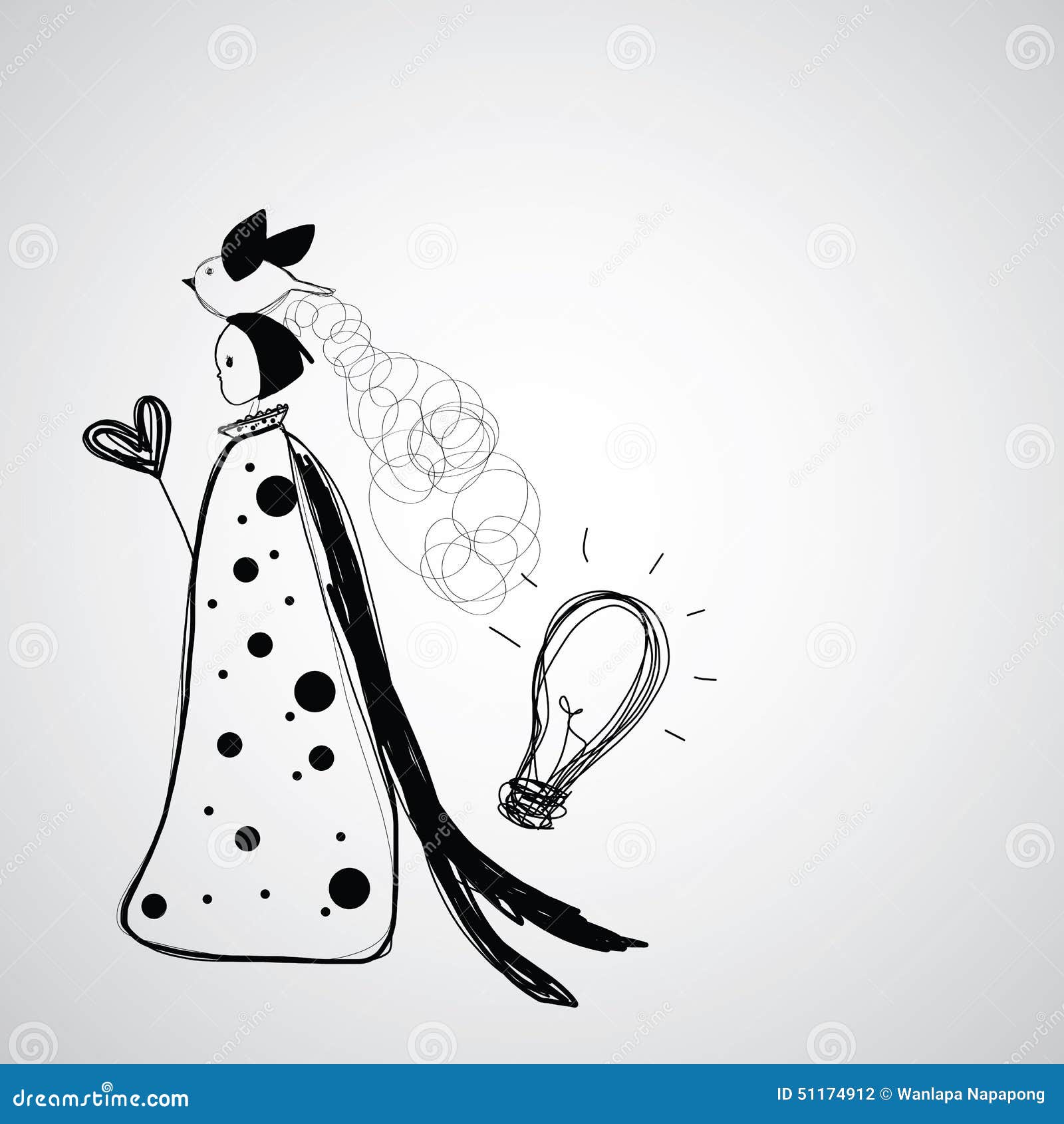 Creative Woman Vector Hand Drawn Stock Vector - Illustration of ...