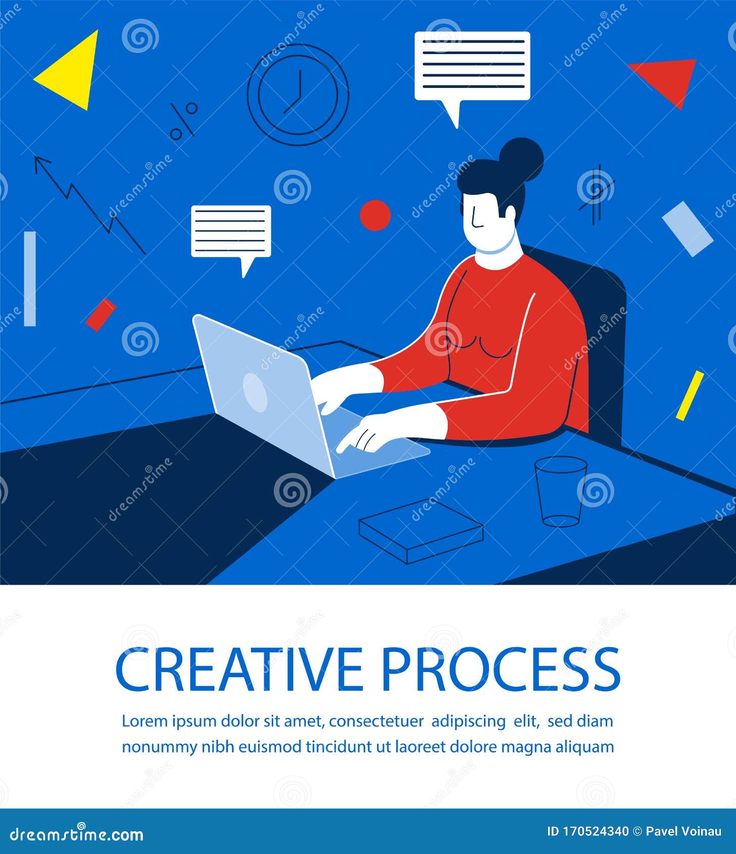 Creative Woman in Work Progress. Creative People Generating Ideas. Work ...