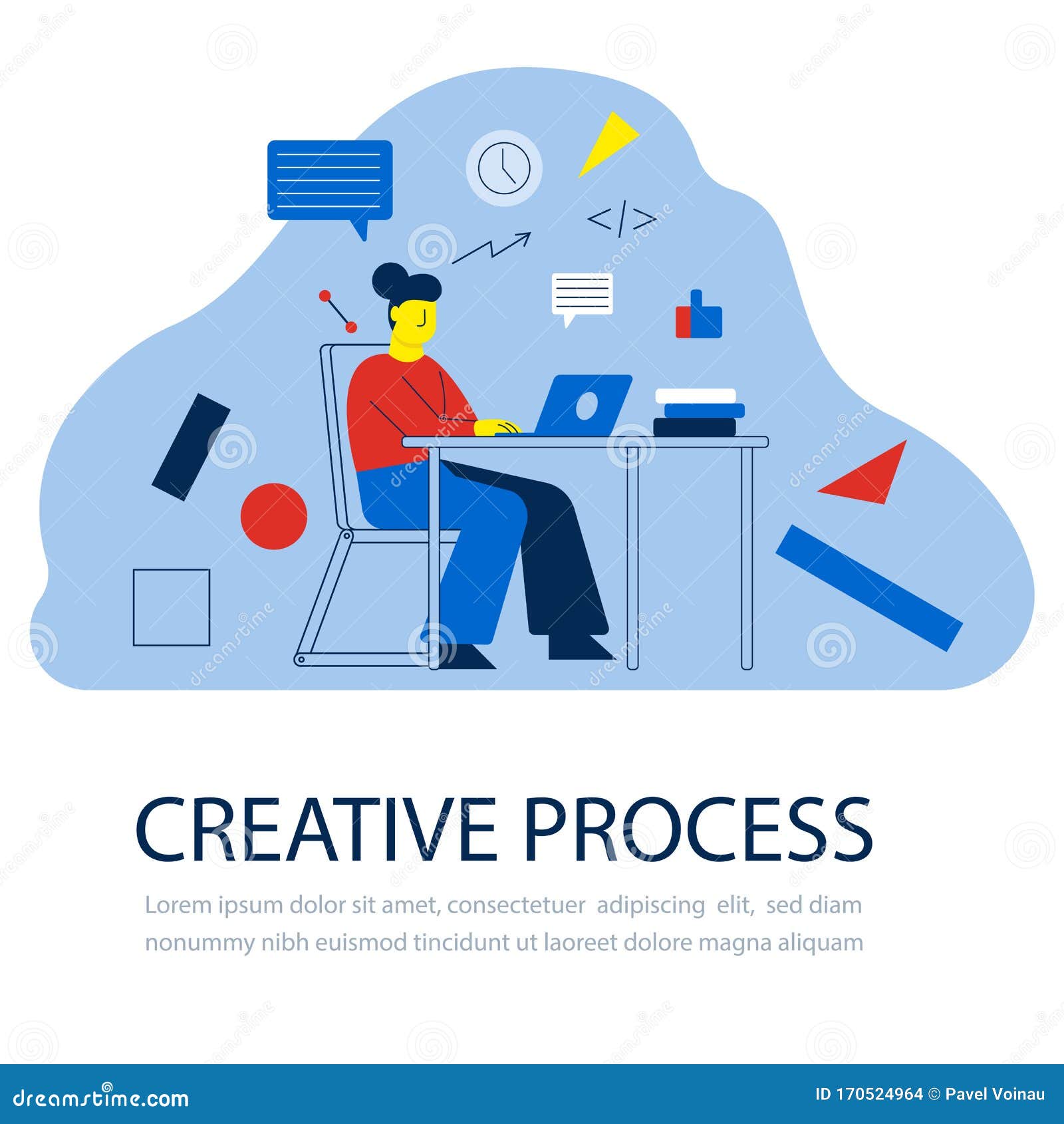 Creative Woman In Work Progress. Creative People Generating Ideas. Work ...