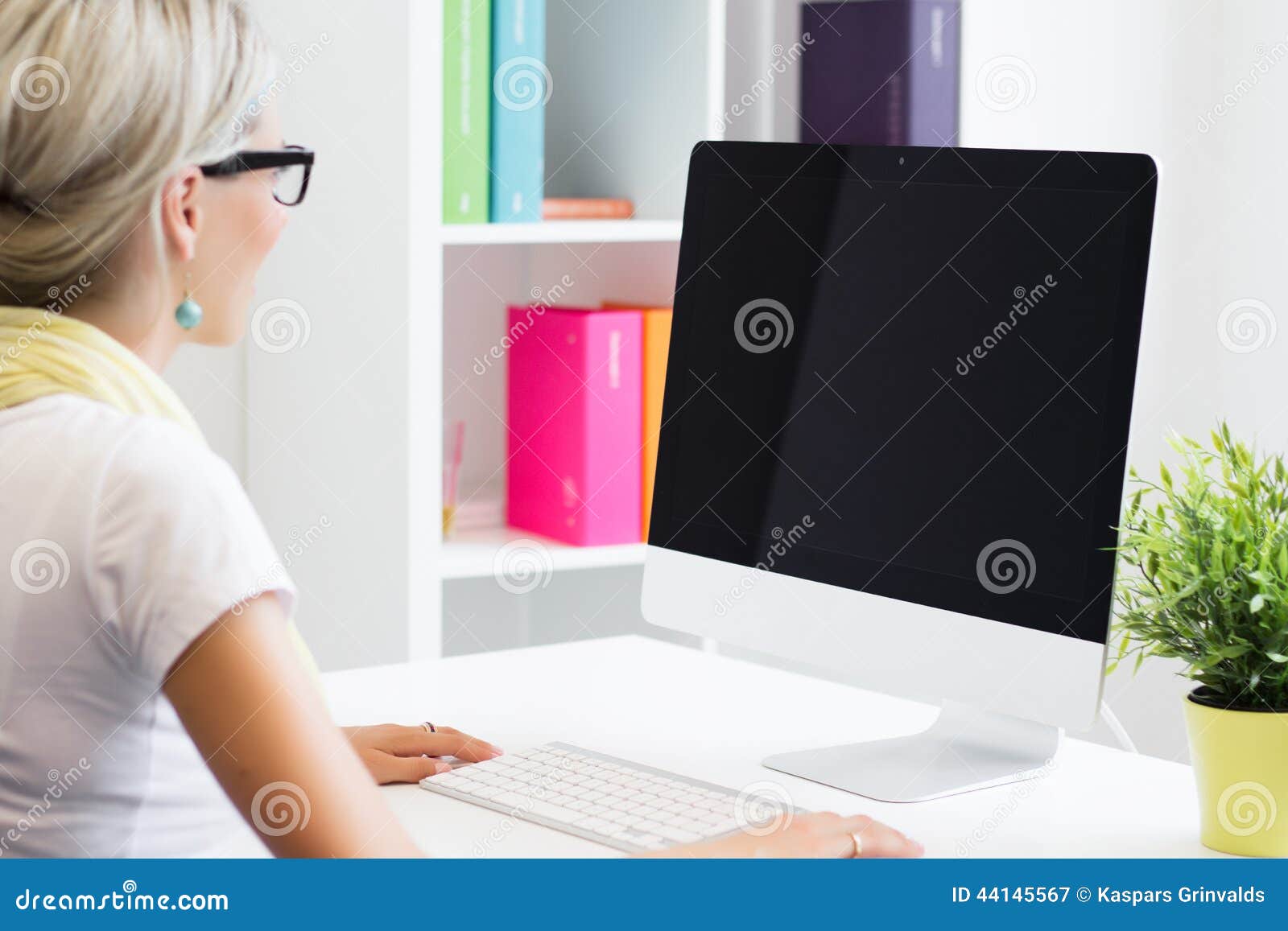 Creative Woman Working with Computer in the Office Stock Image - Image ...