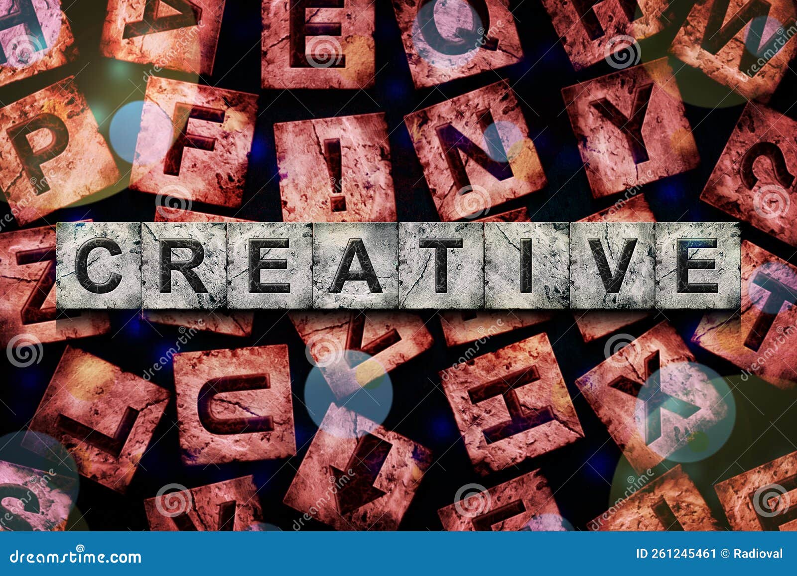 Creative, Word on an Alphabet on Stone Blocks, on a Red Background ...