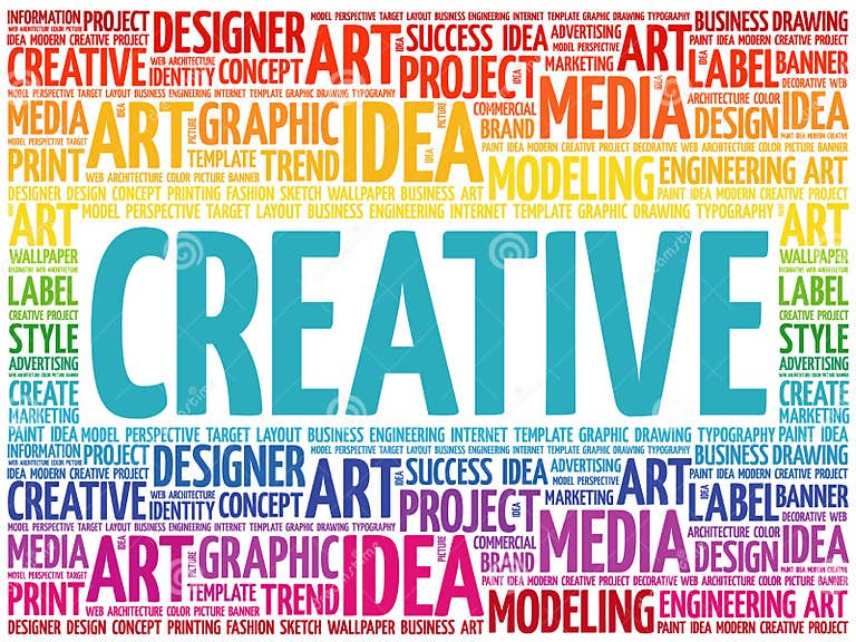 CREATIVE word cloud stock illustration. Illustration of creativity ...