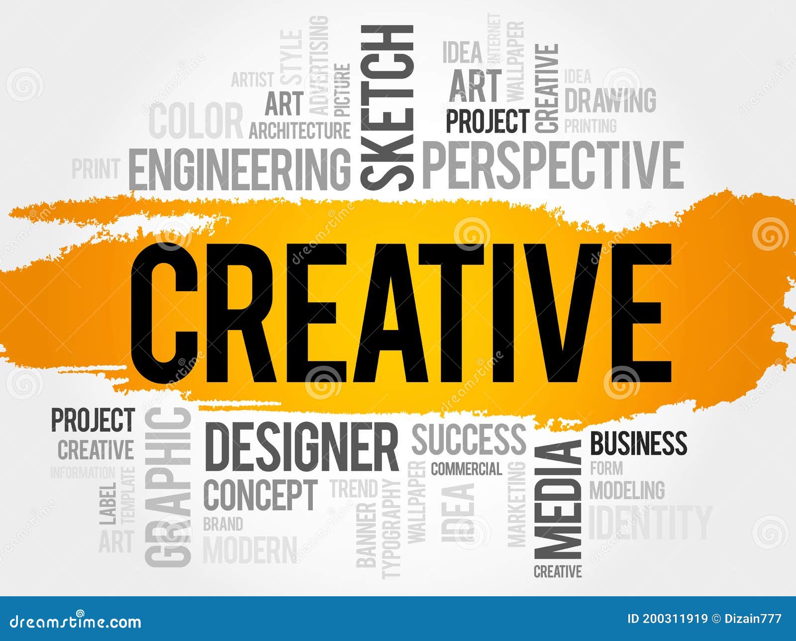 CREATIVE word cloud stock illustration. Illustration of sign - 200311919