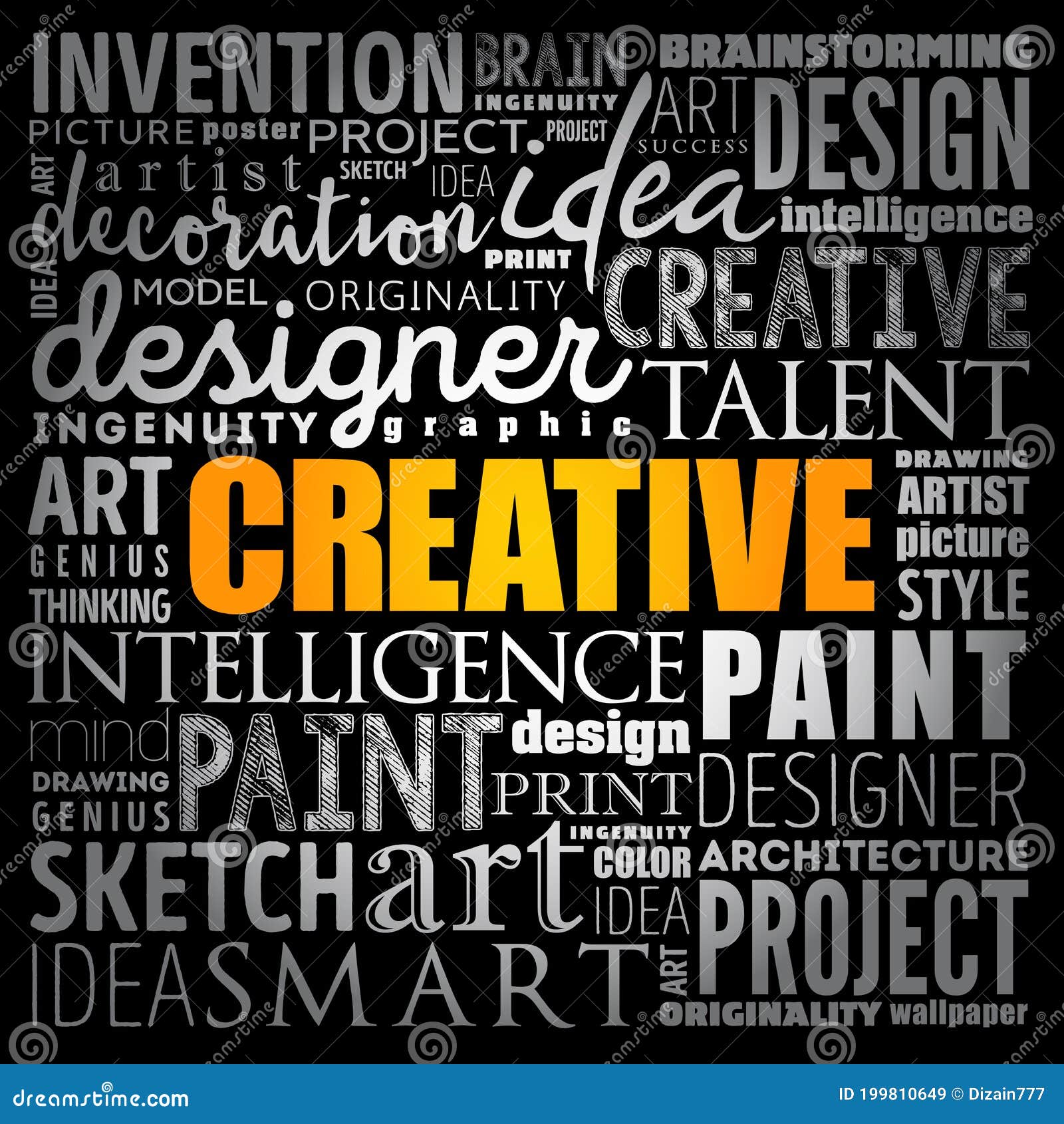CREATIVE Word Cloud Concept Stock Illustration - Illustration of ...