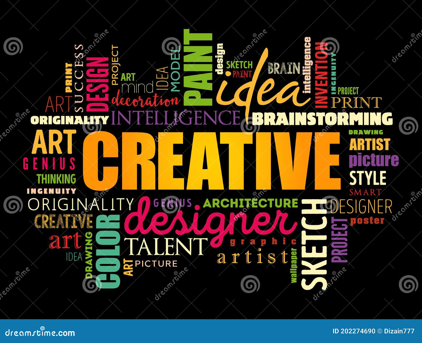 CREATIVE Word Cloud, Creative Business Concept Stock Illustration ...