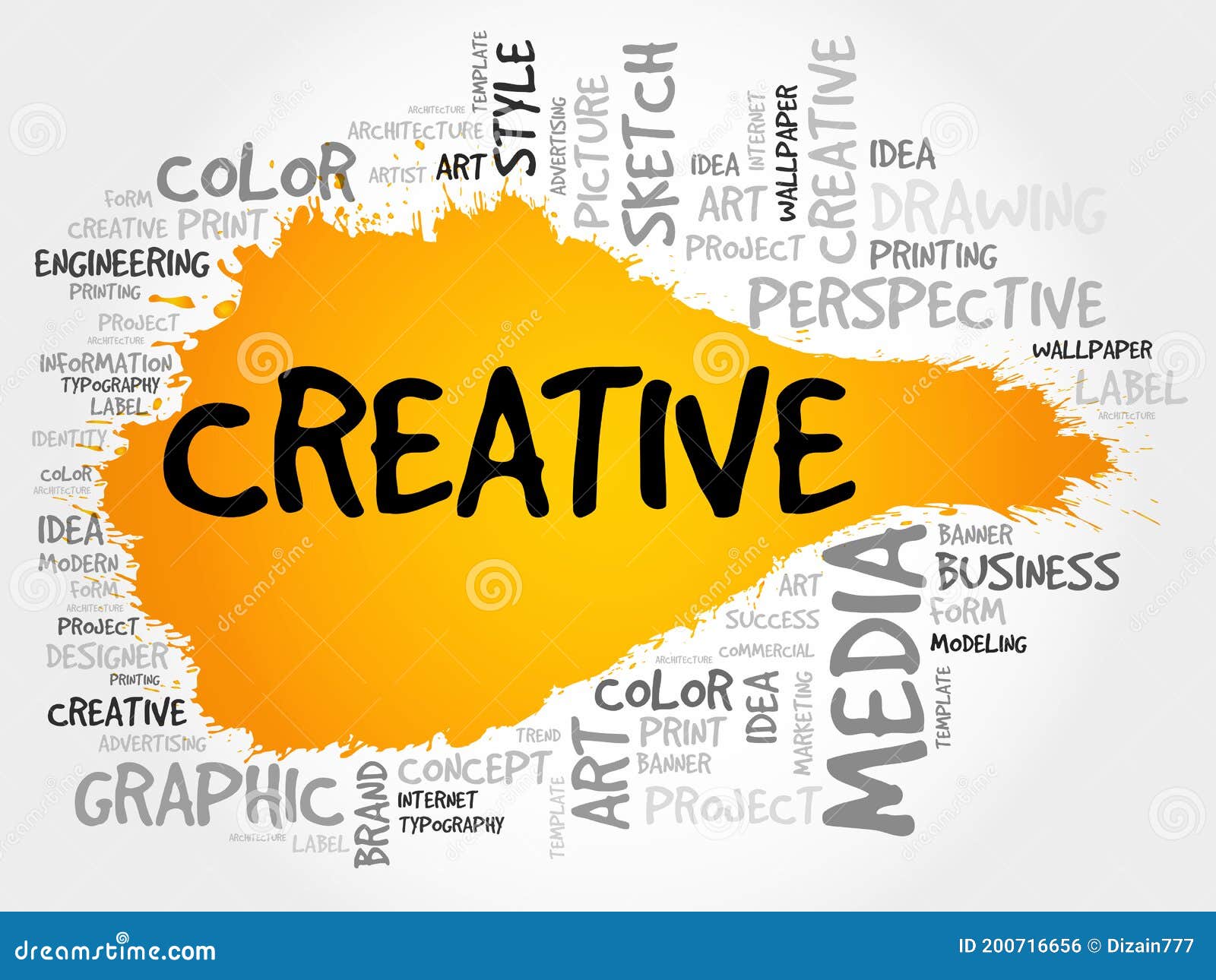 CREATIVE word cloud stock illustration. Illustration of concept - 200716656
