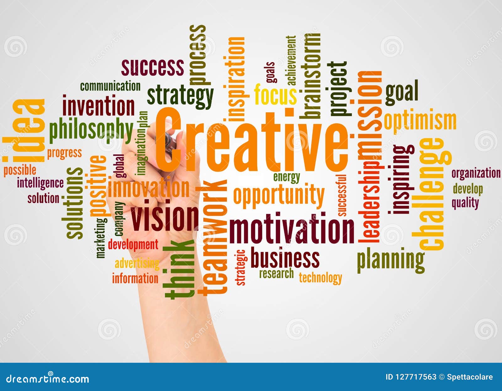 Creative Word Cloud and Hand with Marker Concept Stock Illustration ...