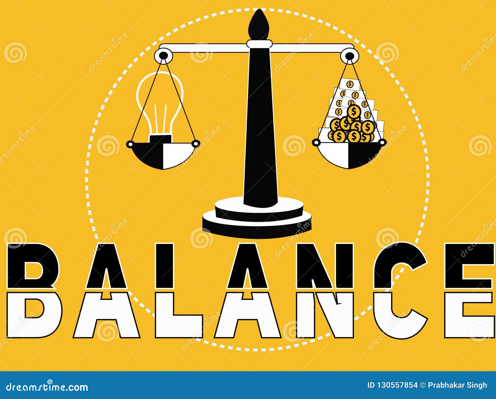 Creative Word Concept Balance Wtih Dollar Coins Stock Illustration ...