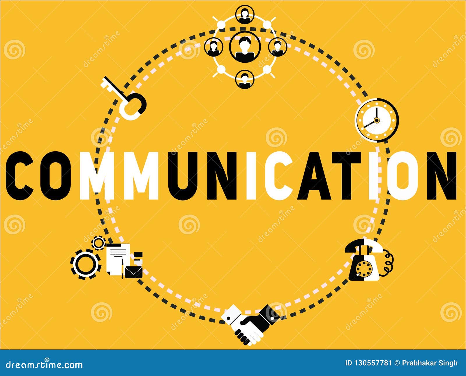 Creative Word Concept Communication and Icons Illustration Stock ...