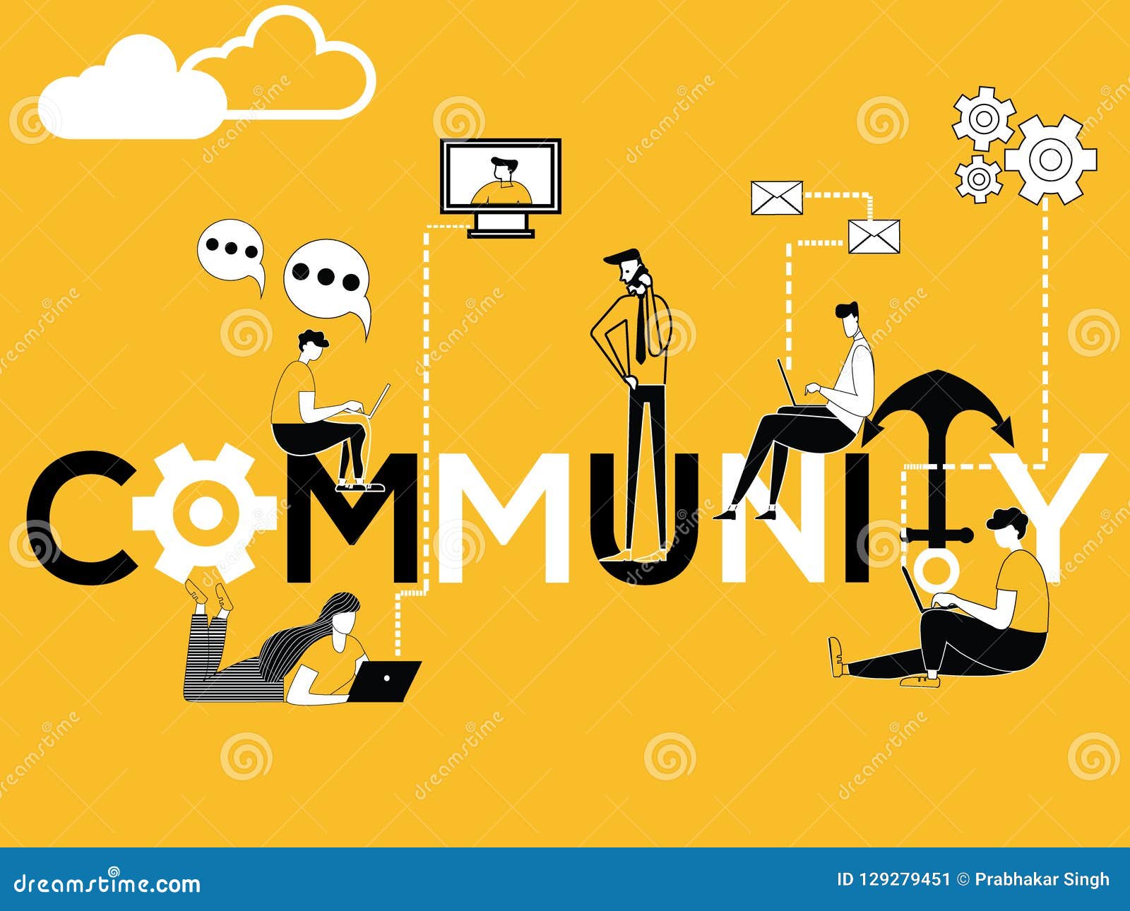 Creative Word Concept Community and People Doing Technical Activities ...