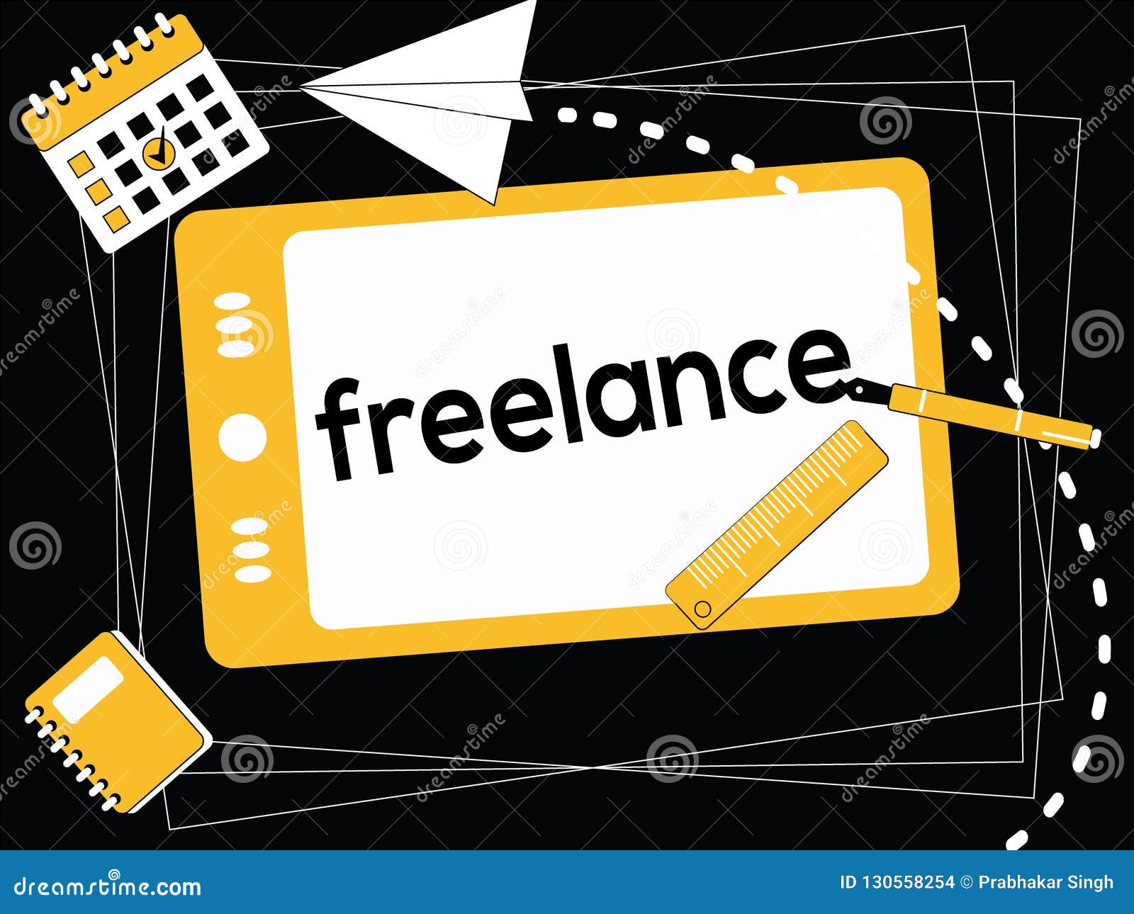 Creative Word Concept Freelance and Icons Illustration Stock ...