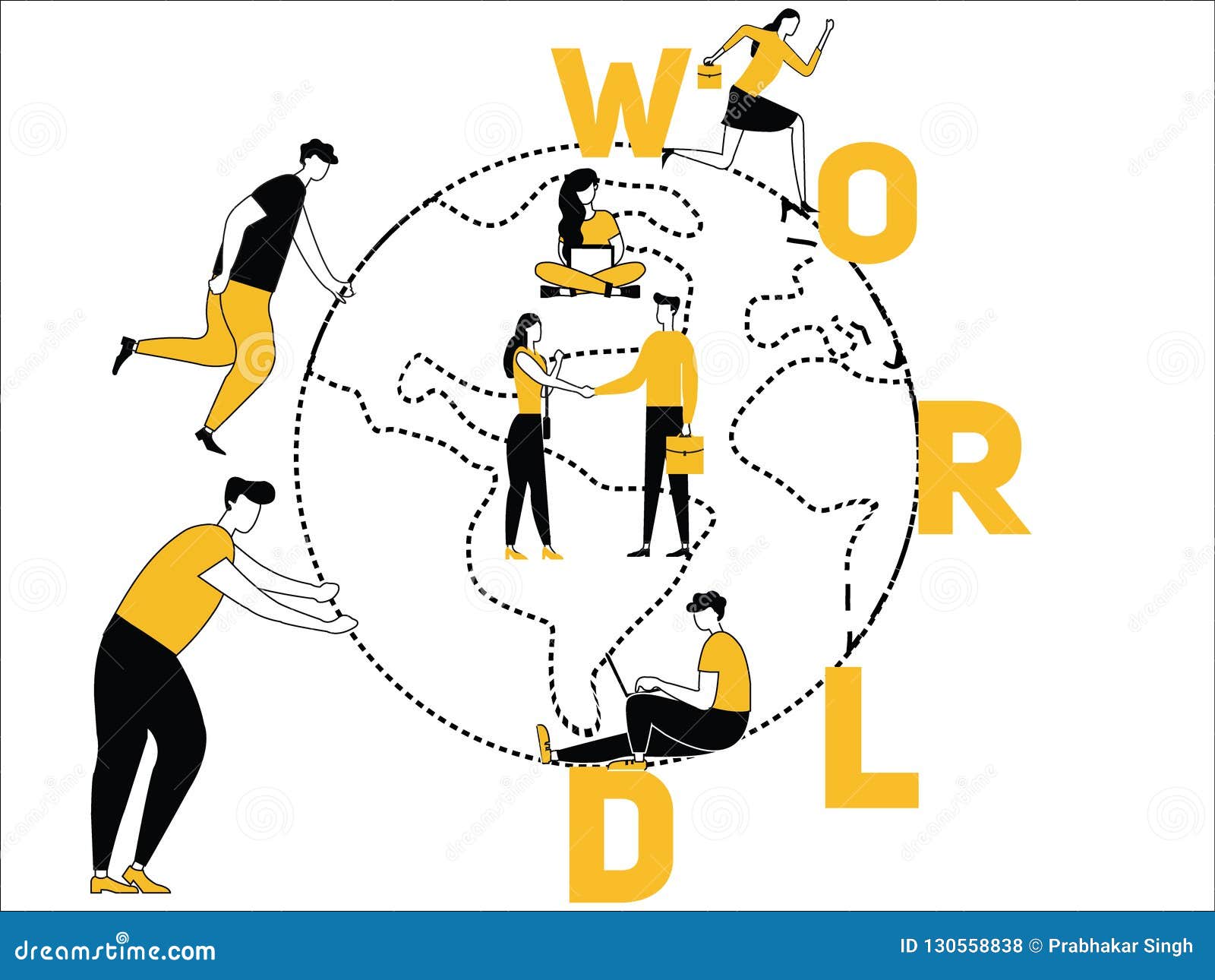 Creative Word Concept World and People Doing Things Stock Illustration ...