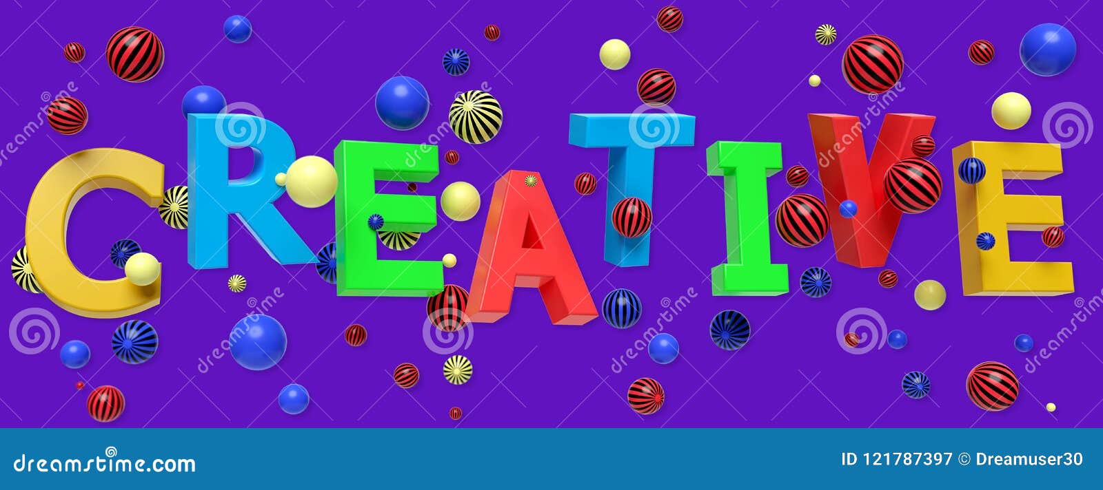 Creative word 3d rendering stock illustration. Illustration of render ...