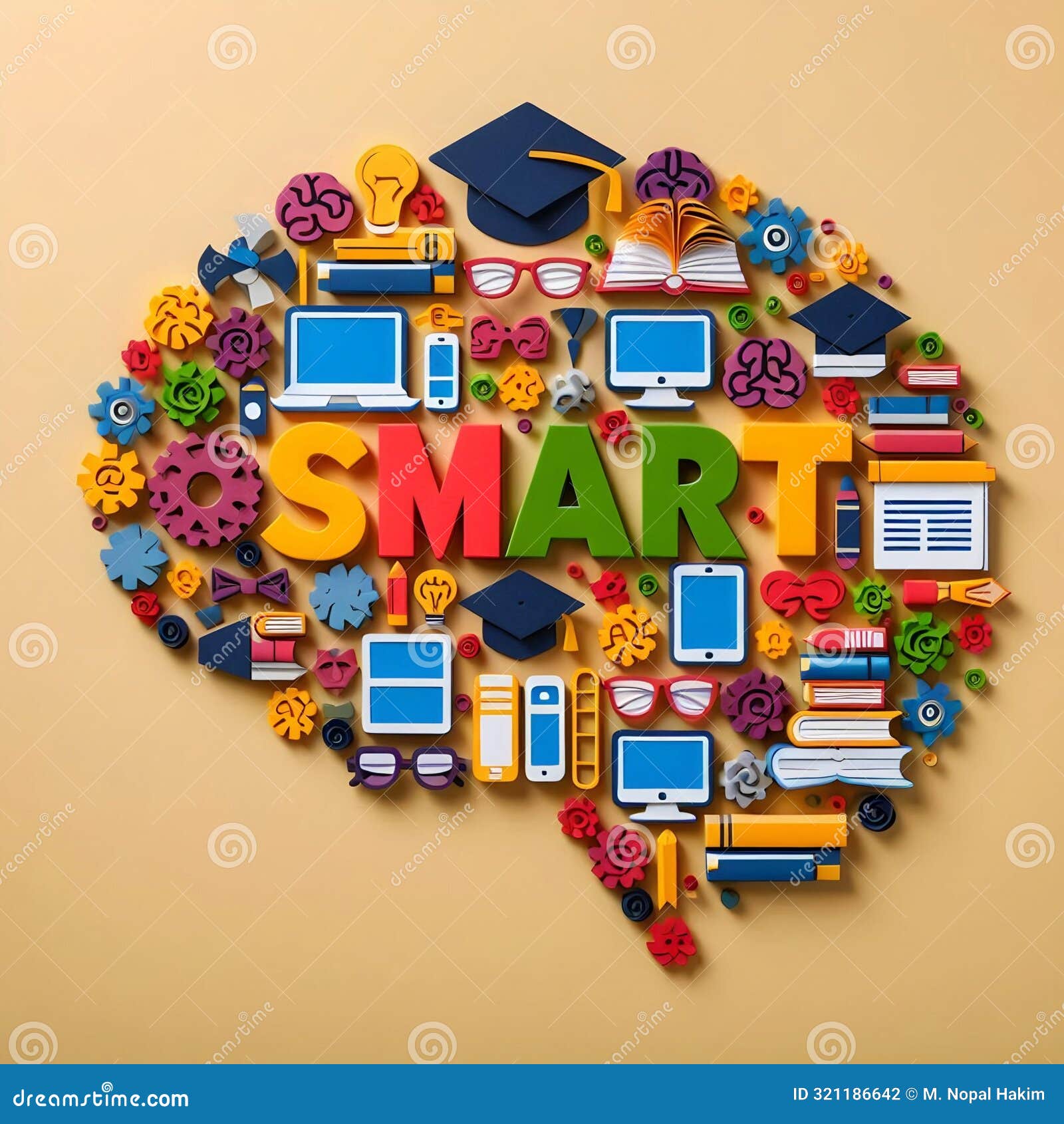 Creative Word Design of Objects Symbolizing Intelligence Arranged To ...