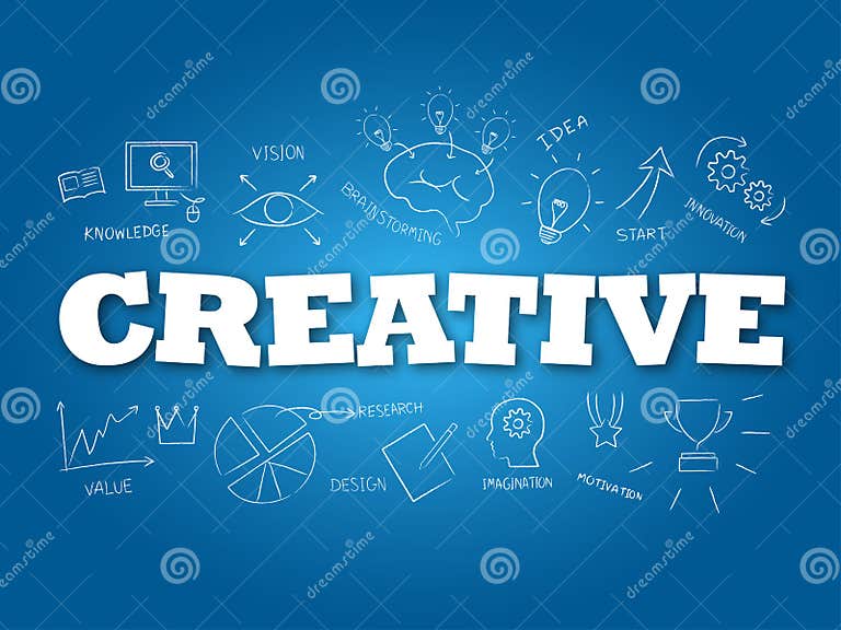 Creative Word on Light Blue Background. Vector Illustration Stock ...