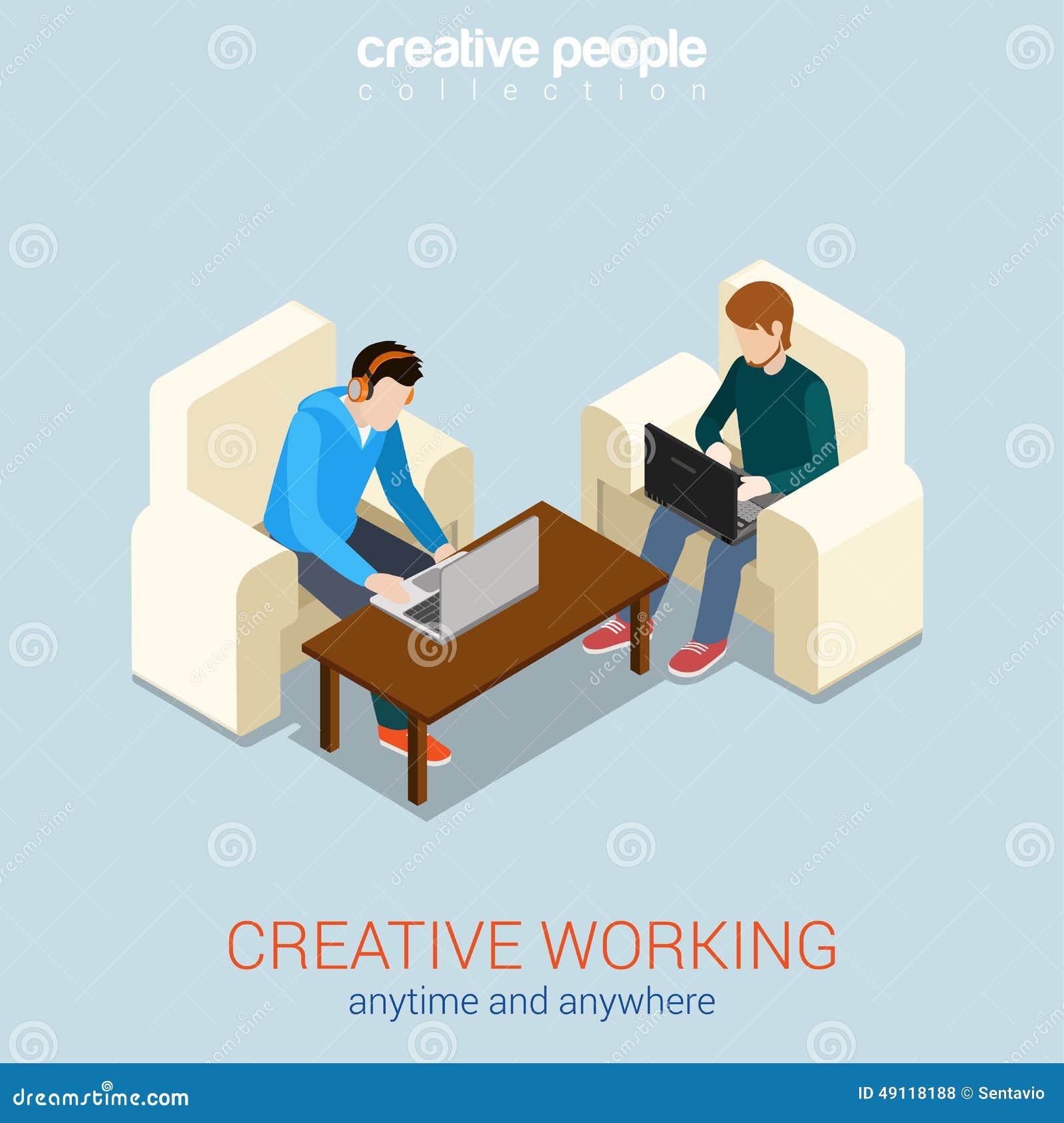 Creative Work Anytime Anywhere Flat 3d Web Isometric Concept Stock ...