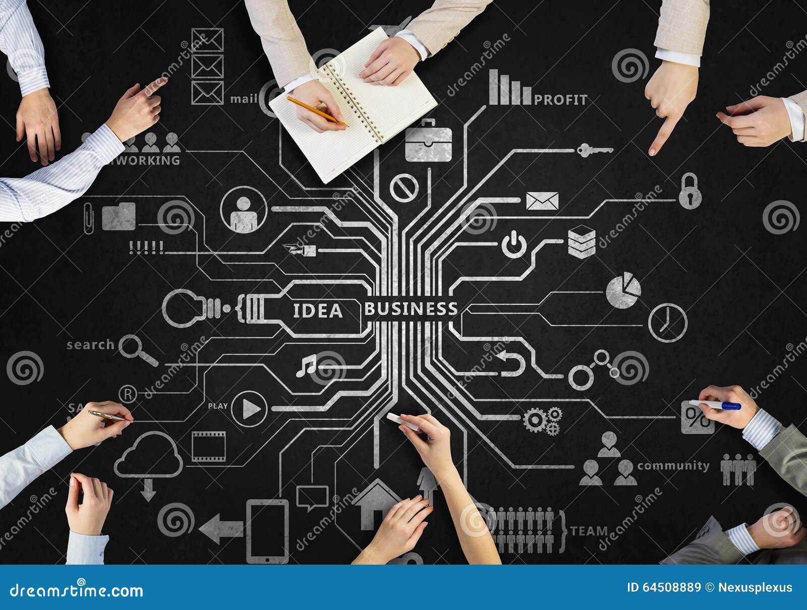 Creative Work of Business Team Stock Image - Image of seminar, drawing ...