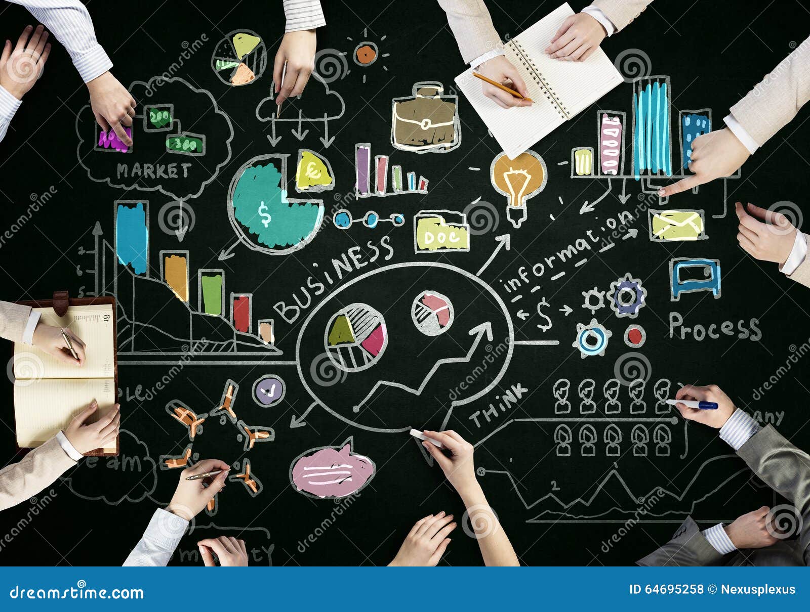 Creative Work of Business Team Stock Photo - Image of draw, report ...