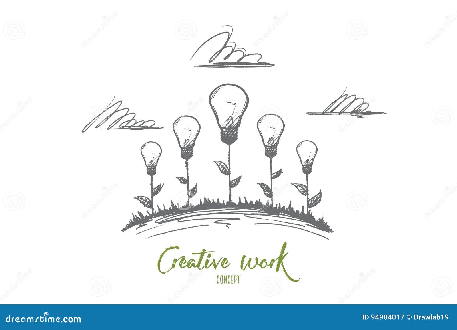 Creative Work Concept. Hand Drawn Isolated Vector. Stock Vector ...