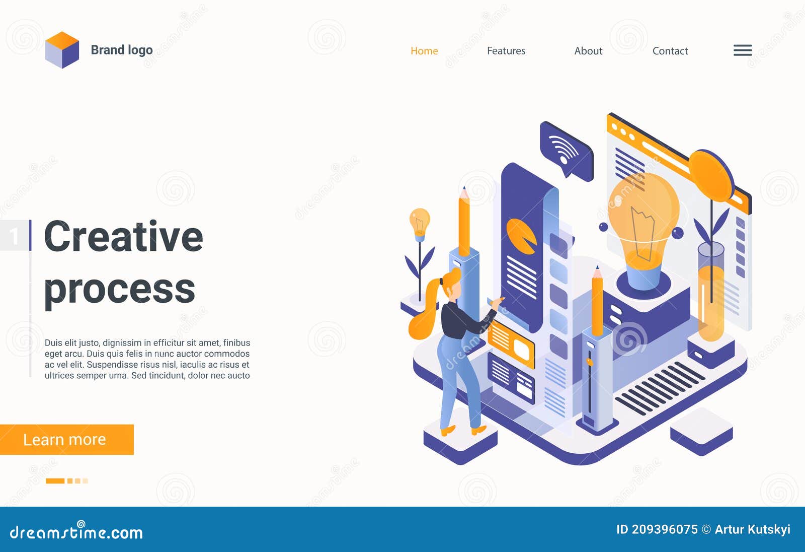 Creative Work Process Concept Isometric Landing Page, Digital ...
