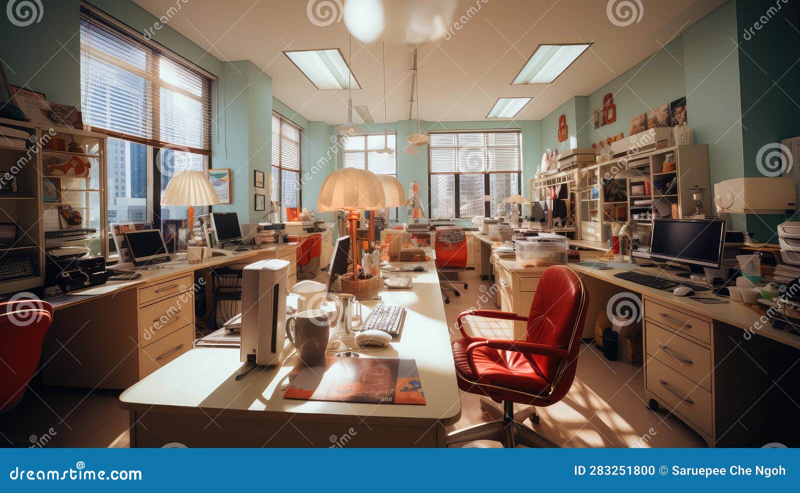 Creative Work Space in Warm Light, Meeting Room at Classic Office Stock ...