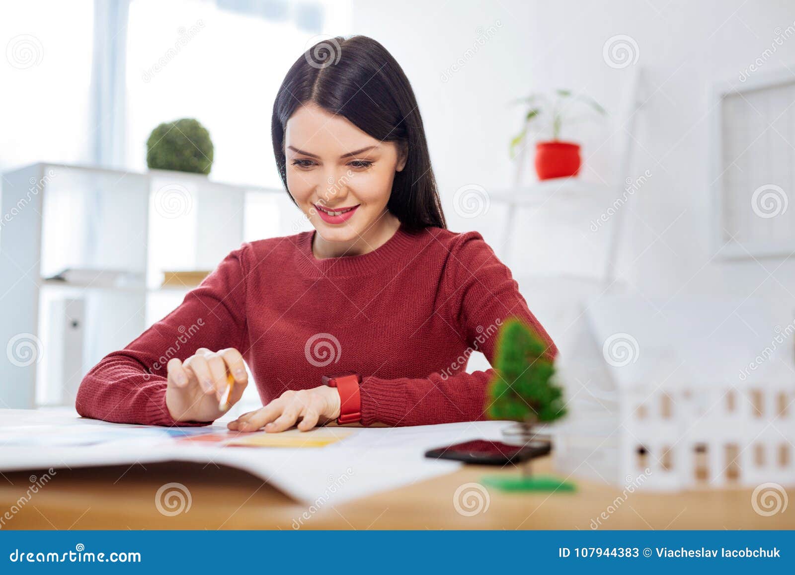 Clever Person Smiling and Thinking about the Project Stock Image ...