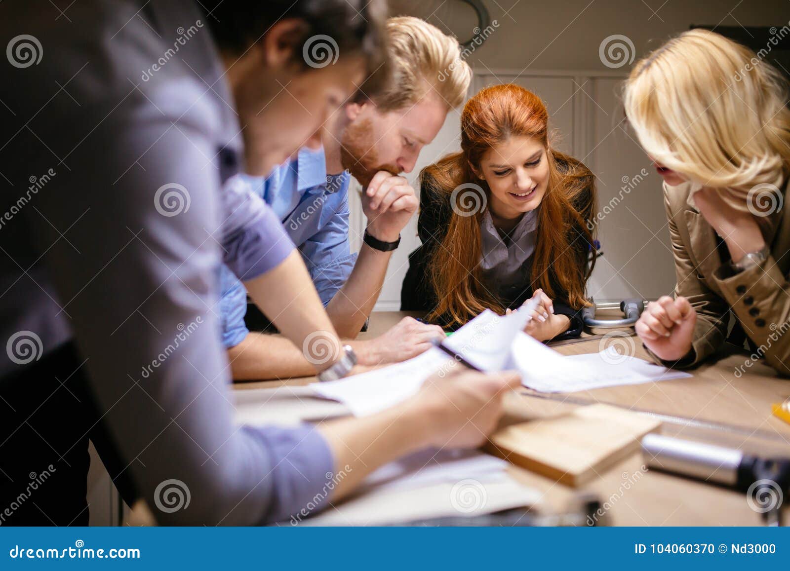 Creative Workers Designing and Planing Stock Photo - Image of blueprint ...