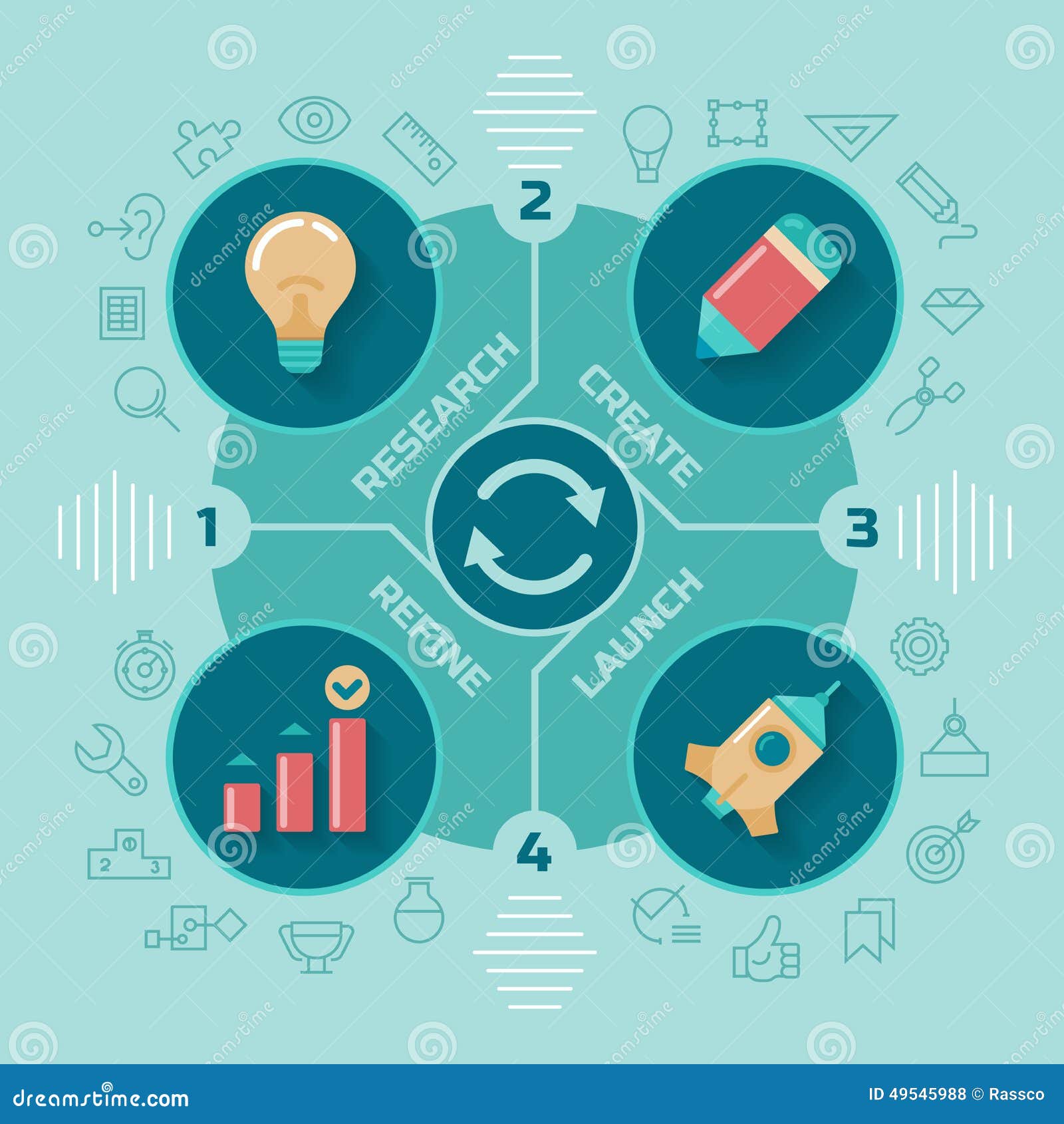 Creative Workflow Diagramm stock vector. Illustration of element - 49545988