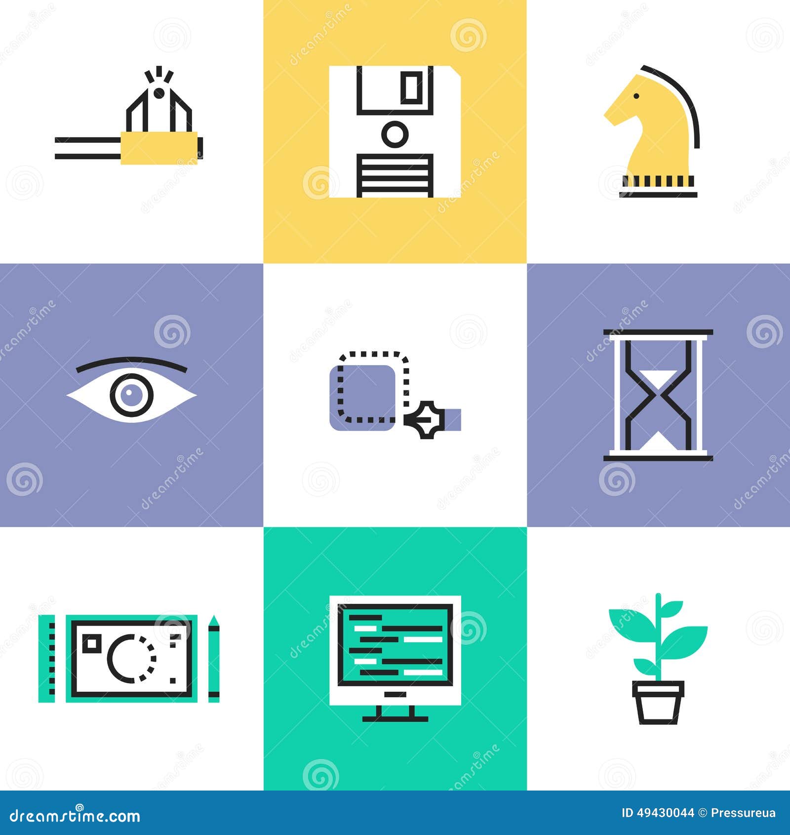 Creative Workflow Pictogram Icons Set Stock Vector - Illustration of ...