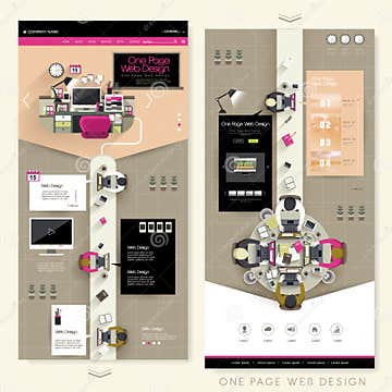 Creative Workplace One Page Website Design Stock Vector - Illustration ...