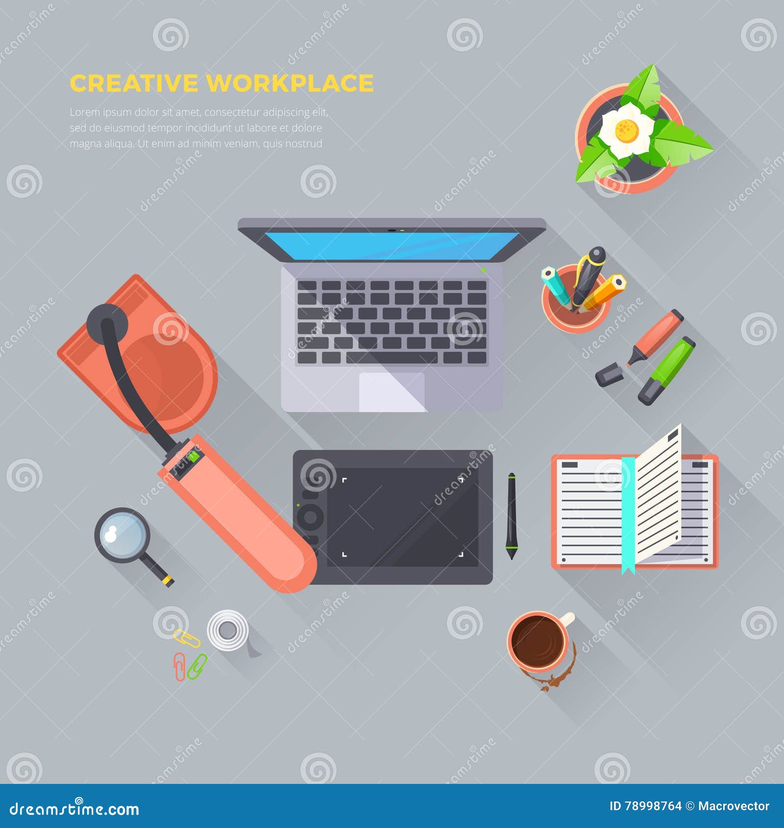 Creative Workplace Vector Illustration. Workspace For Freelance ...