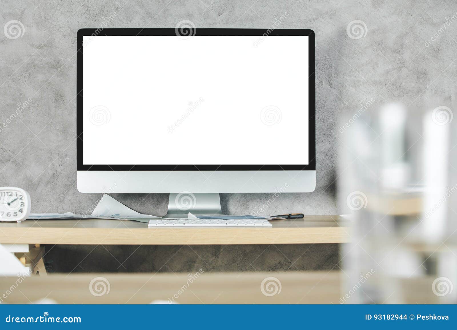 Creative Workplace with White Pc Stock Photo - Image of blank, keyboard ...