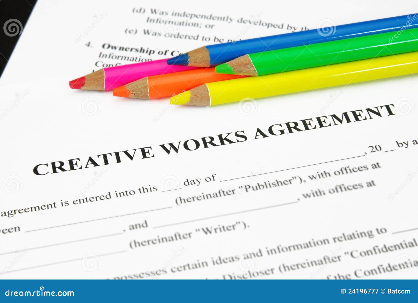 Creative Works Agreement stock image. Image of business - 24196777