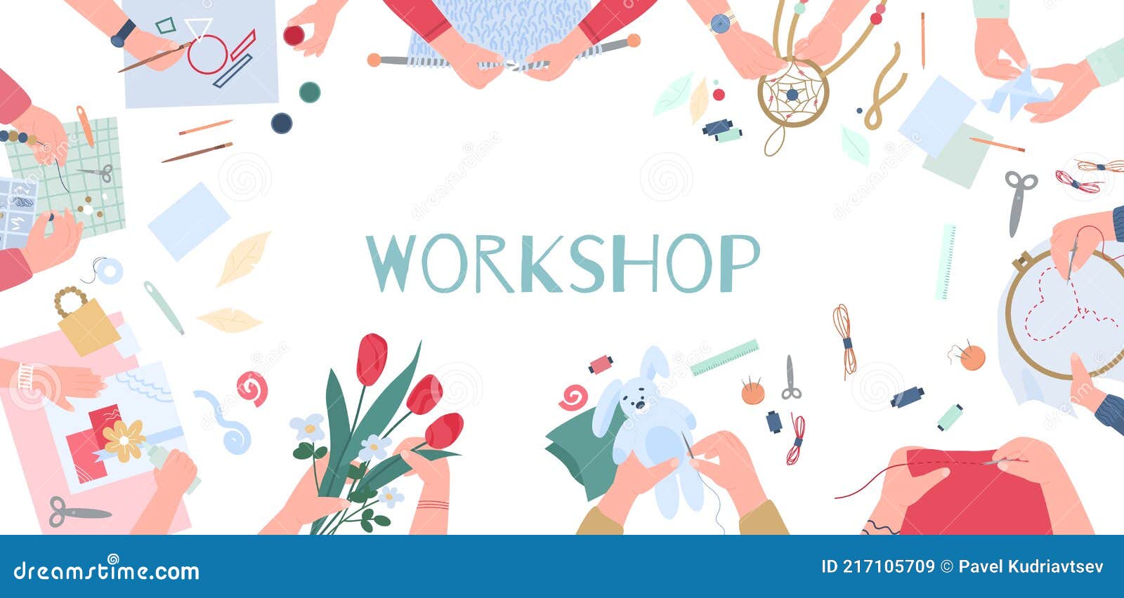 Creative Workshop Advertising Banner or Poster Flat Vector Illustration ...